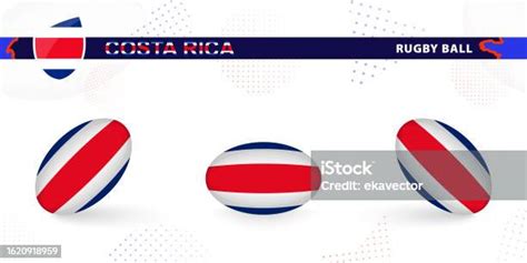 럭비 공은 추상적인 배경에 다양한 각도로 코스타리카의 국기와 함께 설정된다 0명에 대한 스톡 벡터 아트 및 기타 이미지 0명 가죽 기 Istock