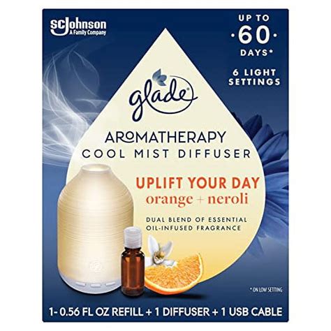 Glade Aromatherapy Cool Mist Diffuser Uplift Your Day Orange Neroli