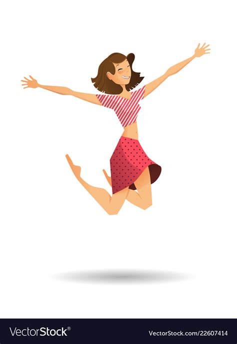 Happy Woman Jumping Vector Set Silhouettes Of Jumping Women By Happy