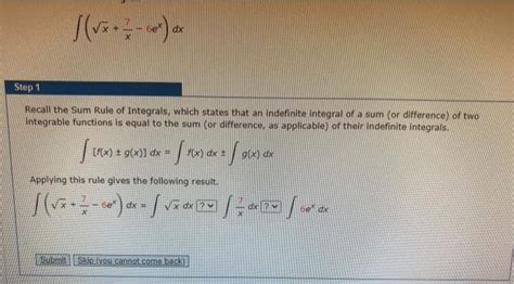 solved 60 step 1 recall the sum rule of integrals which