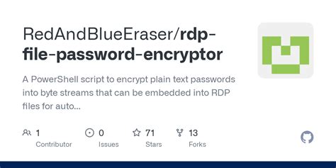 GitHub RedAndBlueEraser Rdp File Password Encryptor A PowerShell Script To Encrypt Plain Text