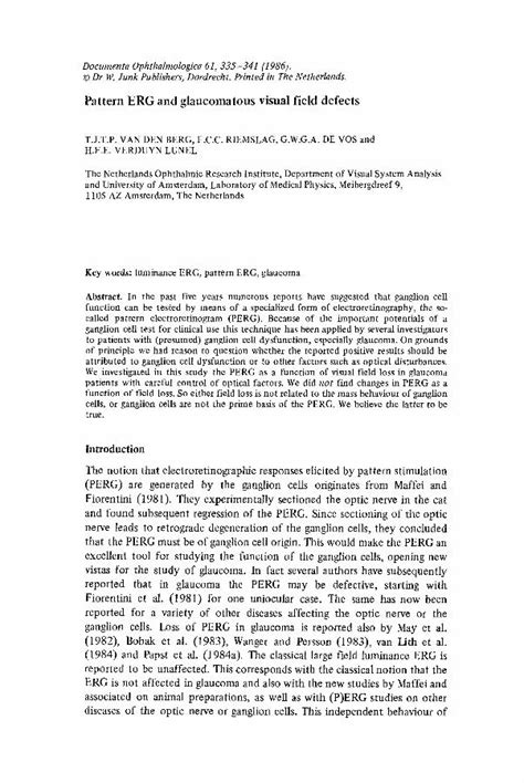 Pdf Pattern Erg And Glaucomatous Visual Field Defects Dokumentips