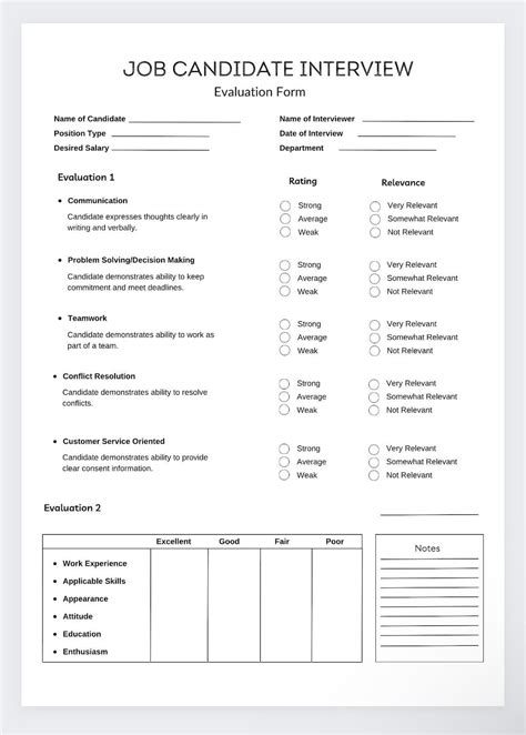Job Interview Candidate Formrecruiter Formjob Interview Planner
