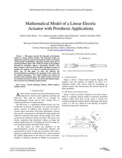Pdf Mathematical Model Of A Linear Electric Actuator With Prosthesis