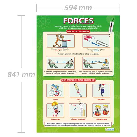 Forces Science Posters Laminated Gloss Paper Measuring 850mm X 594mm A1 Science Charts