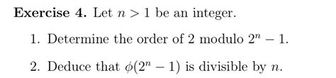 Exercise 4 Let N1 Be An Integer1 Determine The Ord Solvedlib