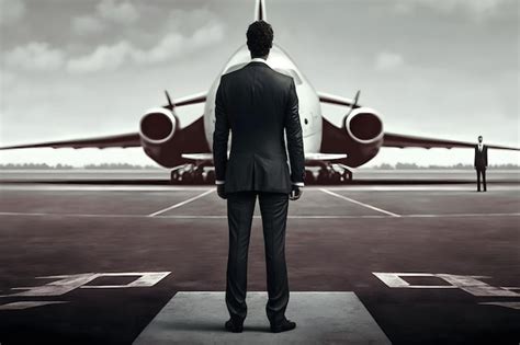 Premium AI Image A Man In A Suit Stands In Front Of A Plane That Says The Word On It