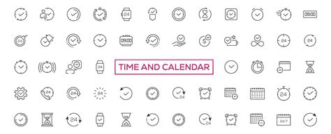 Time And Clock Calendar Timer Line Icons Vector Linear Icon Set 42056600 Vector Art At Vecteezy