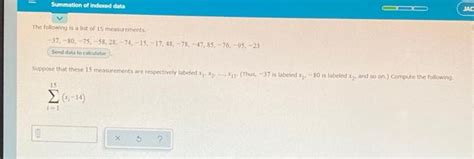 Solved Summation Of Indexed Data Jad The Following Is A List Chegg