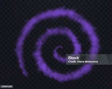 보라색 나선형 연기 또는 안개 투명한 배경에 오버레이 효과 원형 마법의 안개 증기 추상적인 벡터 일러스트 레이 션 미스터리에 대한 스톡 벡터 아트 및 기타 이미지 Istock
