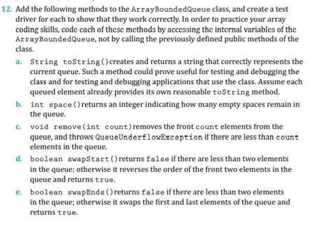 Solved 12 Add The Following Methods To The