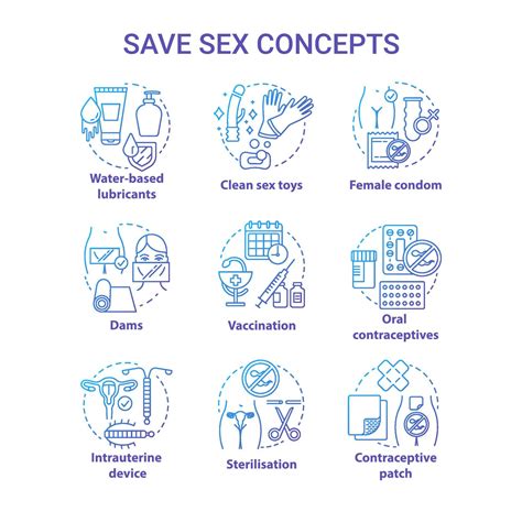 Safe Sex Blue Concept Icons Set Vector Art At Vecteezy