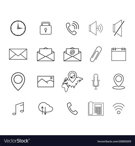 Set Of Interface Line Icons Royalty Free Vector Image
