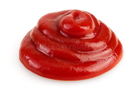 Red Tomato Sauce Or Ketchup In Ceramic Bowl Isolated On White Background Top View Stock Image