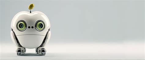 Premium Ai Image Apple Robot Shape On Gray Background Banner With