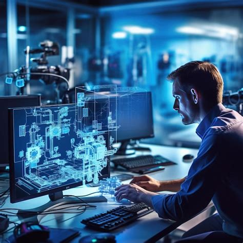 Premium Photo An Engineer Works In A Hightech Laboratory Surrounded