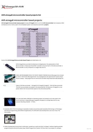 AVR Atmega8 Microcontroller Based Projects List ATMega32 AVR Pdf