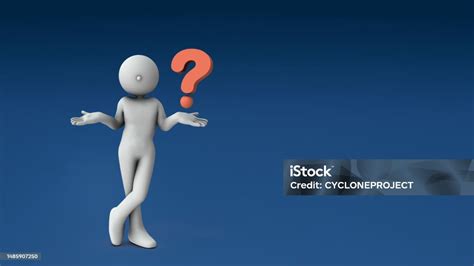 어려운 문제를 포기하고 어깨를 으쓱하는 사람 물음표입니다 3d 렌더링 멋진 파란색 배경입니다 미스터리에 대한 스톡 사진 및 기타 이미지 Istock