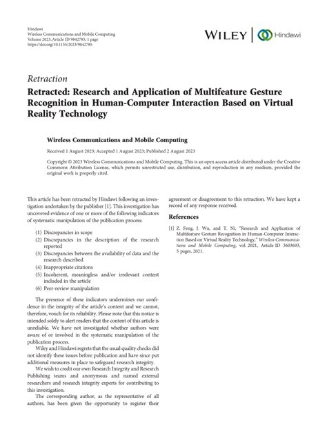 Pdf Retracted Research And Application Of Multifeature Gesture