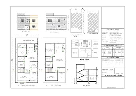 Draft 2d Floor Planselevation And Section Of A Building In Autocad By