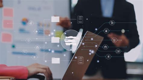 Document Management Concept Virtual Screen Icons Document Management System Dms Online Document