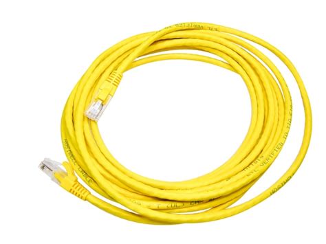 Premium Photo Yellow Patch Cord With Rj