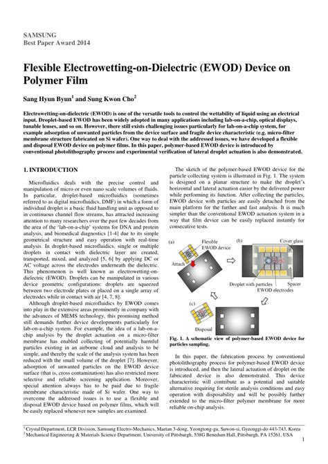 Pdf Flexible Electrowetting On Dielectric Ewod Device On Polymer Film