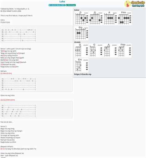 Chord Luha Tab Song Lyric Sheet Guitar Ukulele Chords Vip