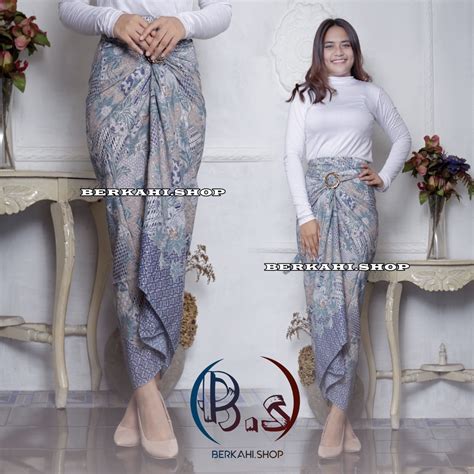 Jual Rok Lilit Batik Premium Gold Foil Mojang Biru Soft Shopee