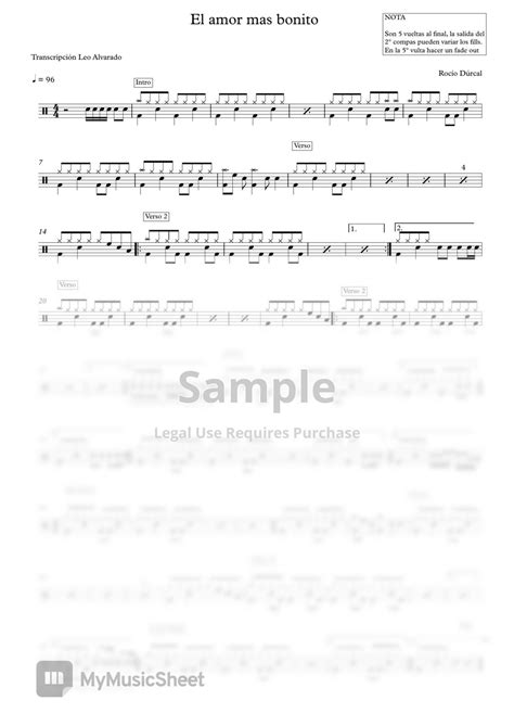 Rocío Dúrcal El Amor Mas Bonito Sheets By Drum Transcription Leo