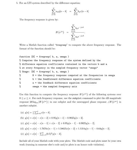 Solved 5 For An LTI System Described By The Difference Chegg