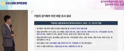 경기북도 중 기업의 입주 희망지역 1순위는 김포 김포시의회 경기북부특별자치도 설치 정책토론회