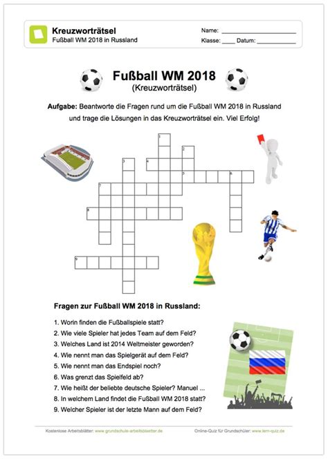 NEU Ein kostenloses Arbeitsblatt zur Fußball WM 2018 in Russland bei