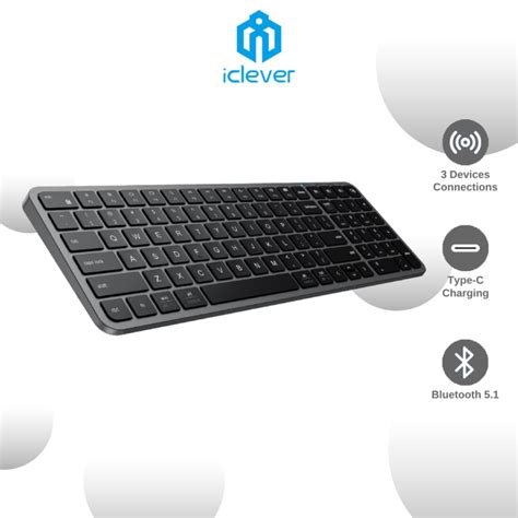 IClever BK20 Bluetooth Keyboard Wireless Keyboard With Numeric Keypad Multi Device