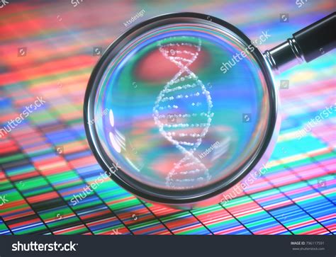 3d Illustration Dna Sanger Sequencing Magnifying Stock Illustration