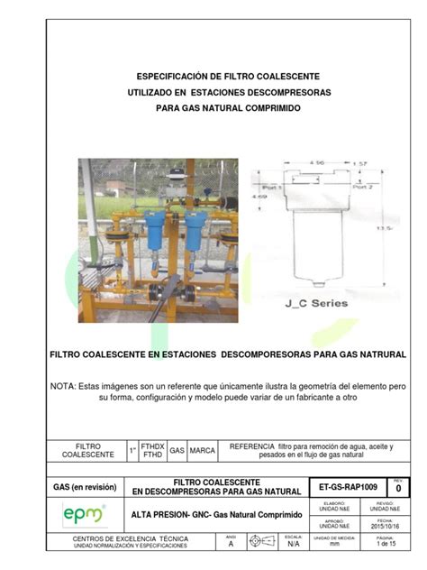 Filtro Coalescente Para Gas Natural Pdf Filtración Presión