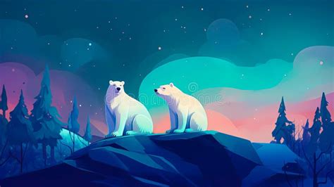 Polar Bear With Cub On Icefield Ai Generated Stock Illustration