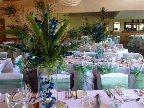 Peacock Reception Table Decor