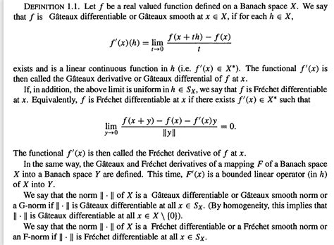 Functional Analysis Regarding Equivalent Conditions Of Frechet Differentiability Mathematics
