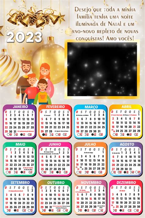 Calendário 2023 Natal E Ano Novo Mensagem Família Png Imagem Legal