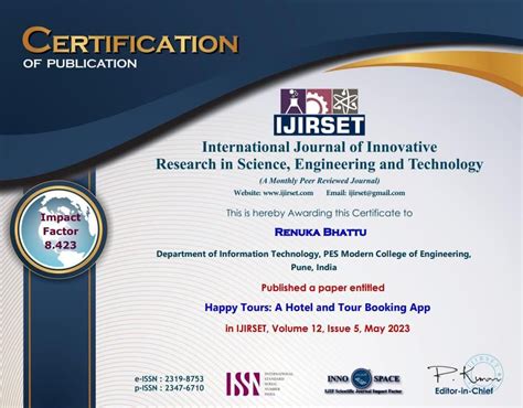 Our Paper Published In Ijirset Journal Renuka Bhattu Posted On The
