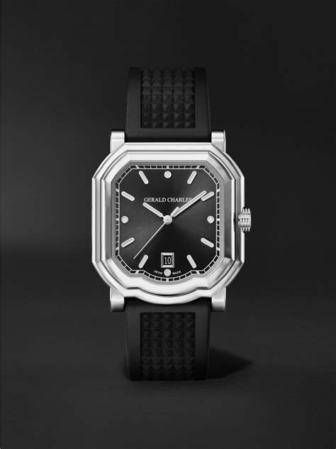Gerald Charles Maestro Ultra Thin Automatic Mm Stainless Steel And Rubber Watch Black