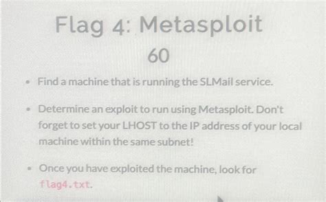 Solved Flag 4 Metasploit 60Find A Machine That Is Running Chegg
