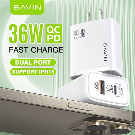 BAVIN PC908 36W Dual Port Fast Charging Charger Adaptor USB C Port