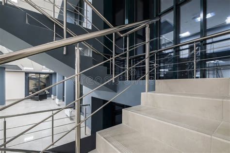 Stairs Emergency And Evacuation Exit Stair In Up Ladder In A New Office Building Stock Image