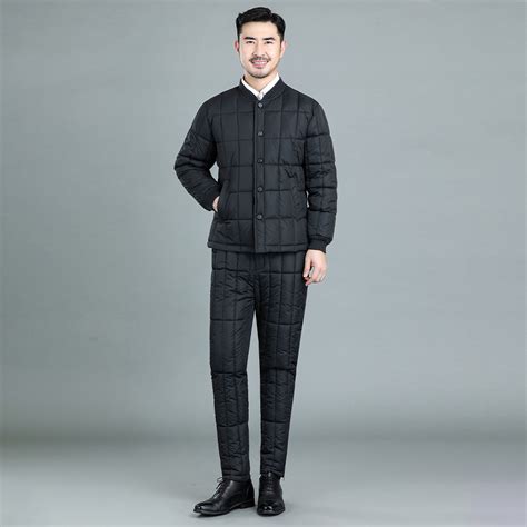 秋冬男士羽绒棉保暖内胆套装中老年爸爸装棉衣棉裤两件套棉服棉袄虎窝淘