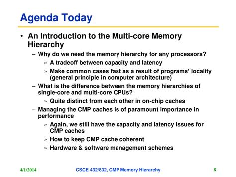 Ppt Csce 432832 High Performance An Introduction To Multicore Memory Hierarchy