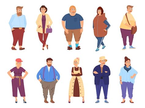 Premium Vector Plus Size People Chubby Men And Women Fatty Group