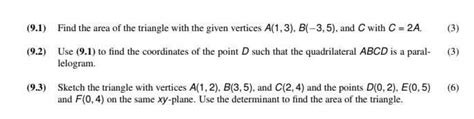 Solved Find The Area Of The Triangle With The Given Chegg