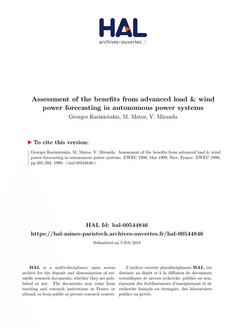 Pdf Assessment Of The Benefits From Advanced Load And Wind Power